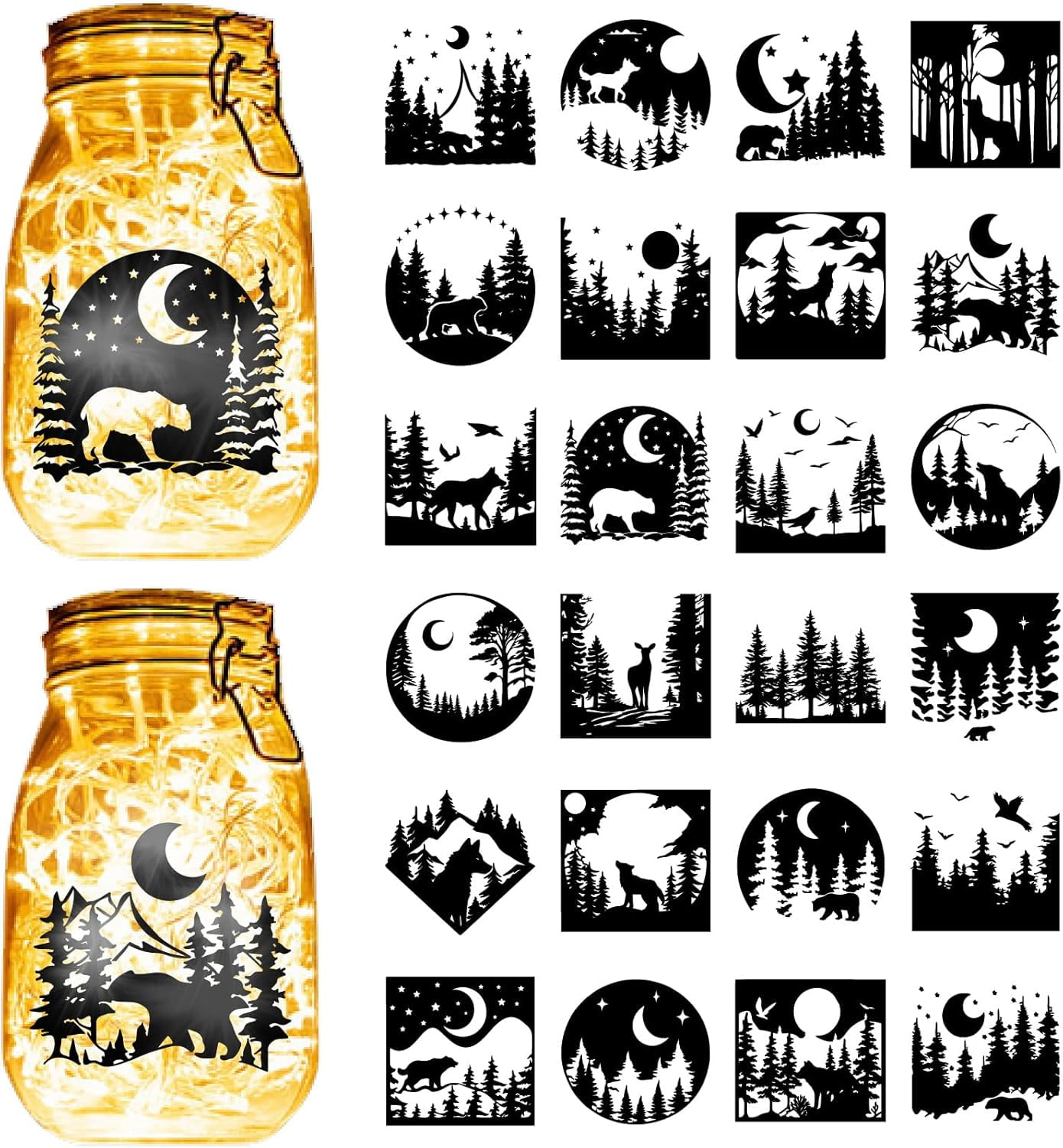 24Pcs 24 Styles PVC Self Adhesive Stickers Waterproof Embossed Decals ...