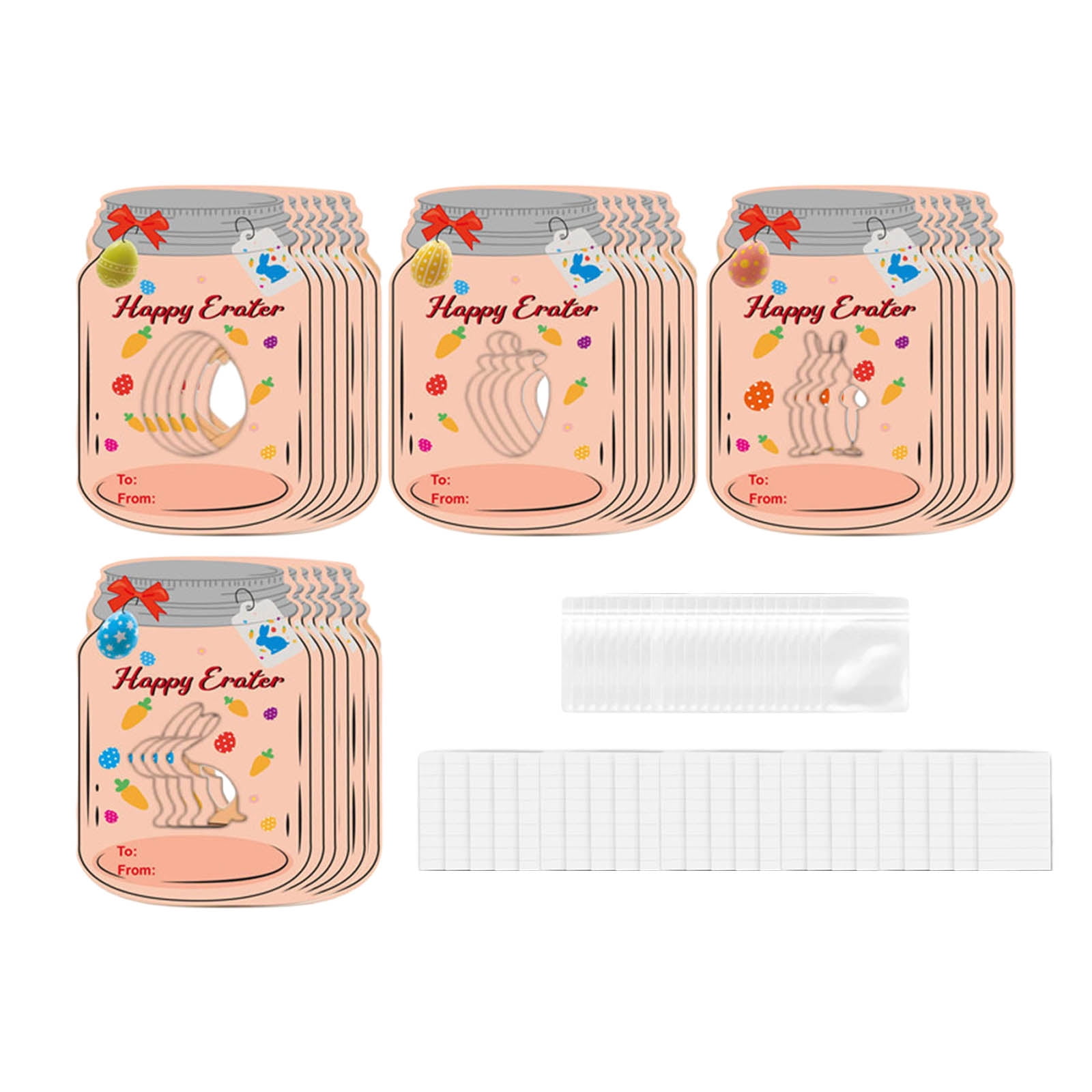 24Pcs Happy Easter Candy Jar Greeting Cards Set with 24Pcs Sealing ...