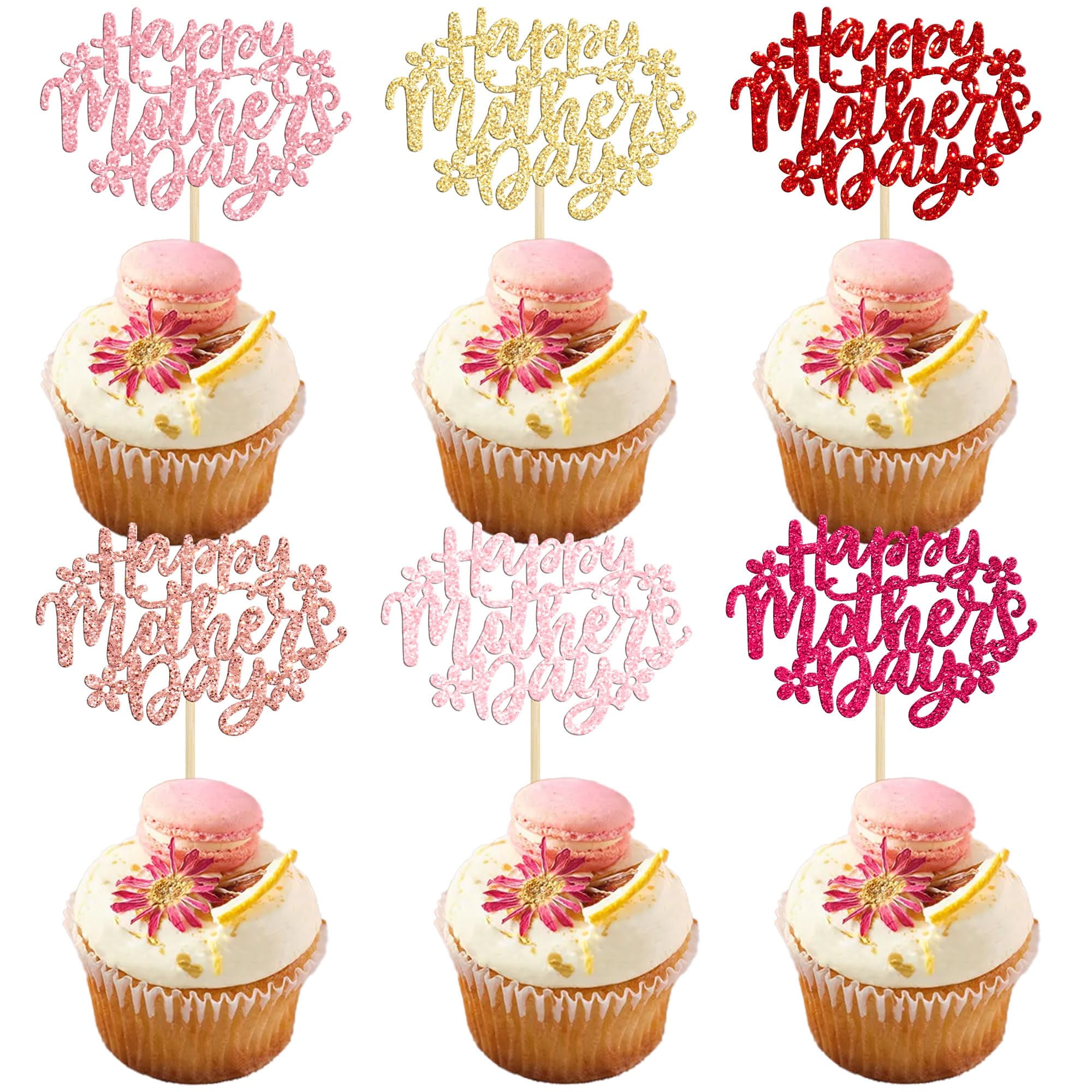 24Pcs Happy Mother's FEV6 Day Cupcake Topper Happy Mother's Day Cupcake ...