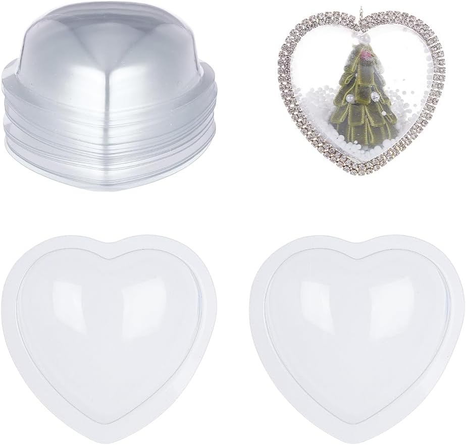 24Pcs Heart Dome 2.7x2.8x1 Inch Clear Plastic Domes Candy Holder Shaker ...