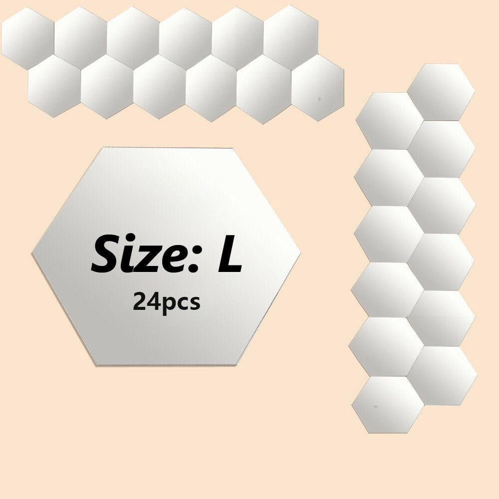 24Pcs Hexagon Mirror Stickers, Acrylic DIY Wall Decor Sticker, Self ...