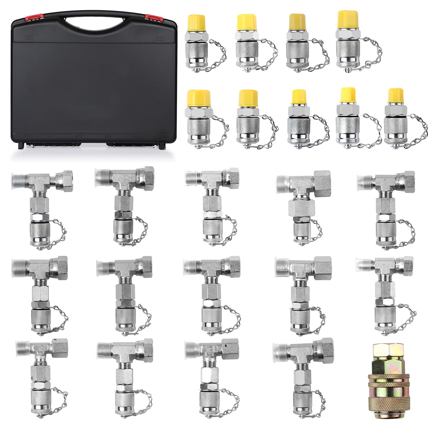 24Pcs Hydrulic Pressure Test Kit Parts, Include 14 Tee Fittings ...