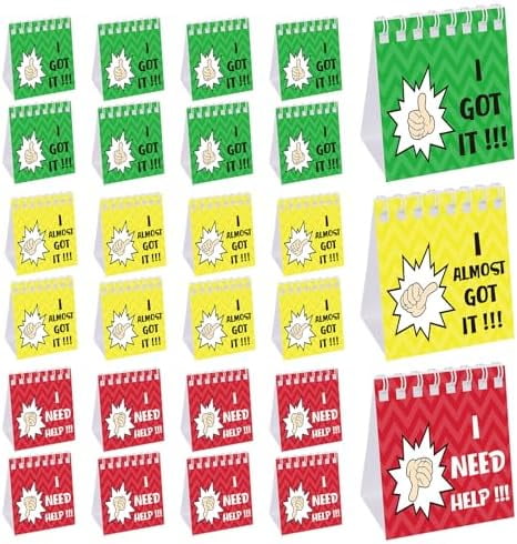 24Pcs I Need Help Mini Flip Chart Signs 3 Colors Self Assessment Cards ...
