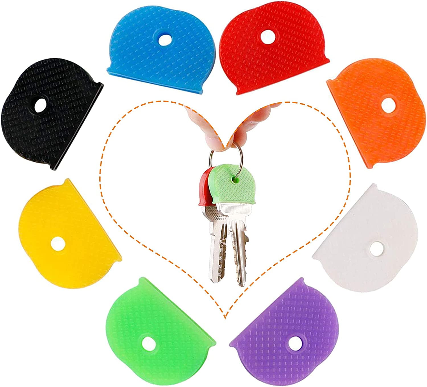 24Pcs Key Caps Tags Covers,Plastic Identifier Key Rings Label ID with ...