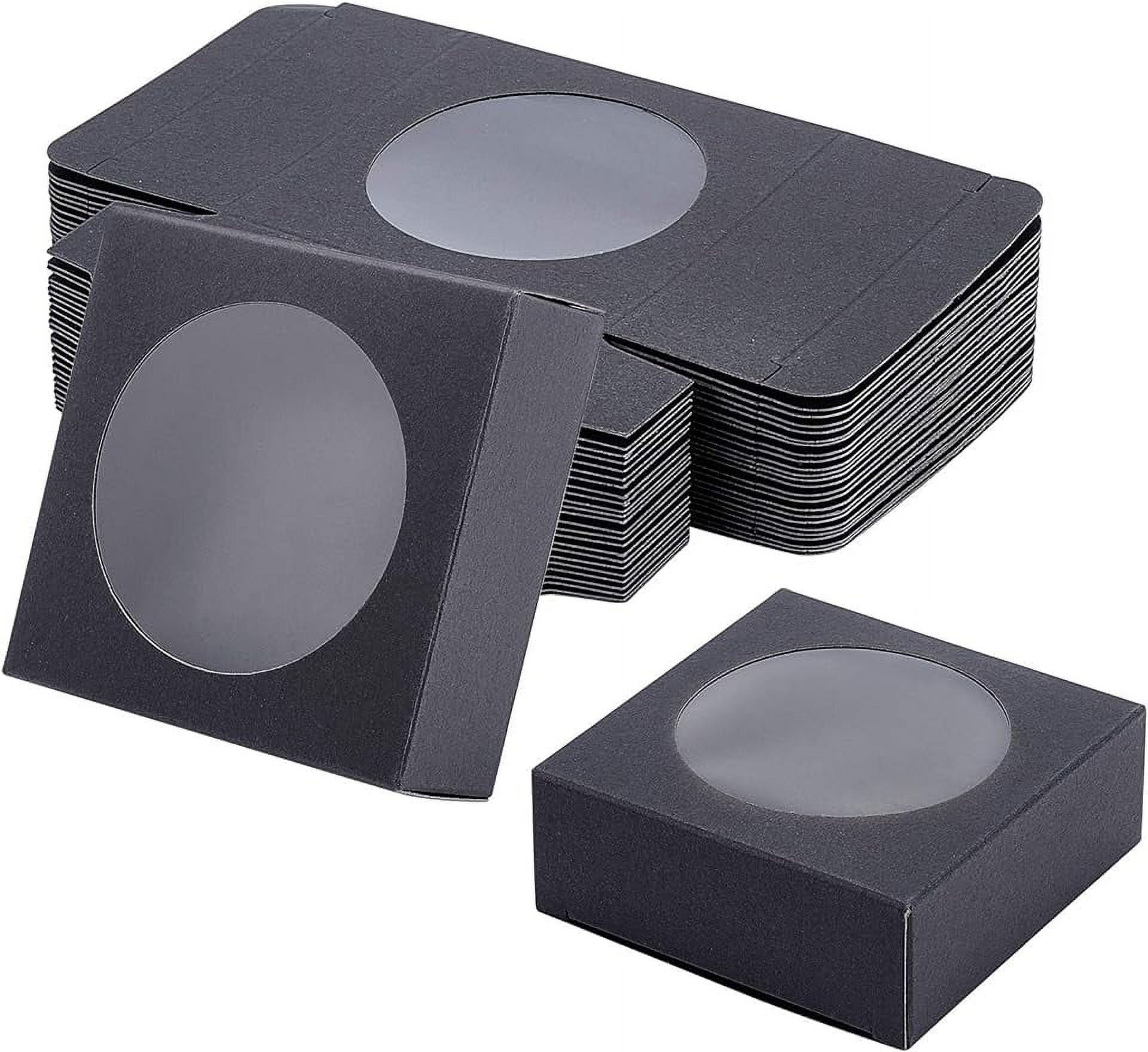 24Pcs Kraft Paper Boxes with Clear Window 3x3x1.2 Black Kraft Gift ...