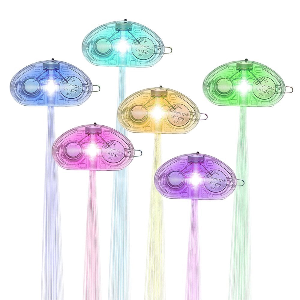 24Pcs LED Light-Up Fiber Optic Hair Extension with Barrette Party Light ...