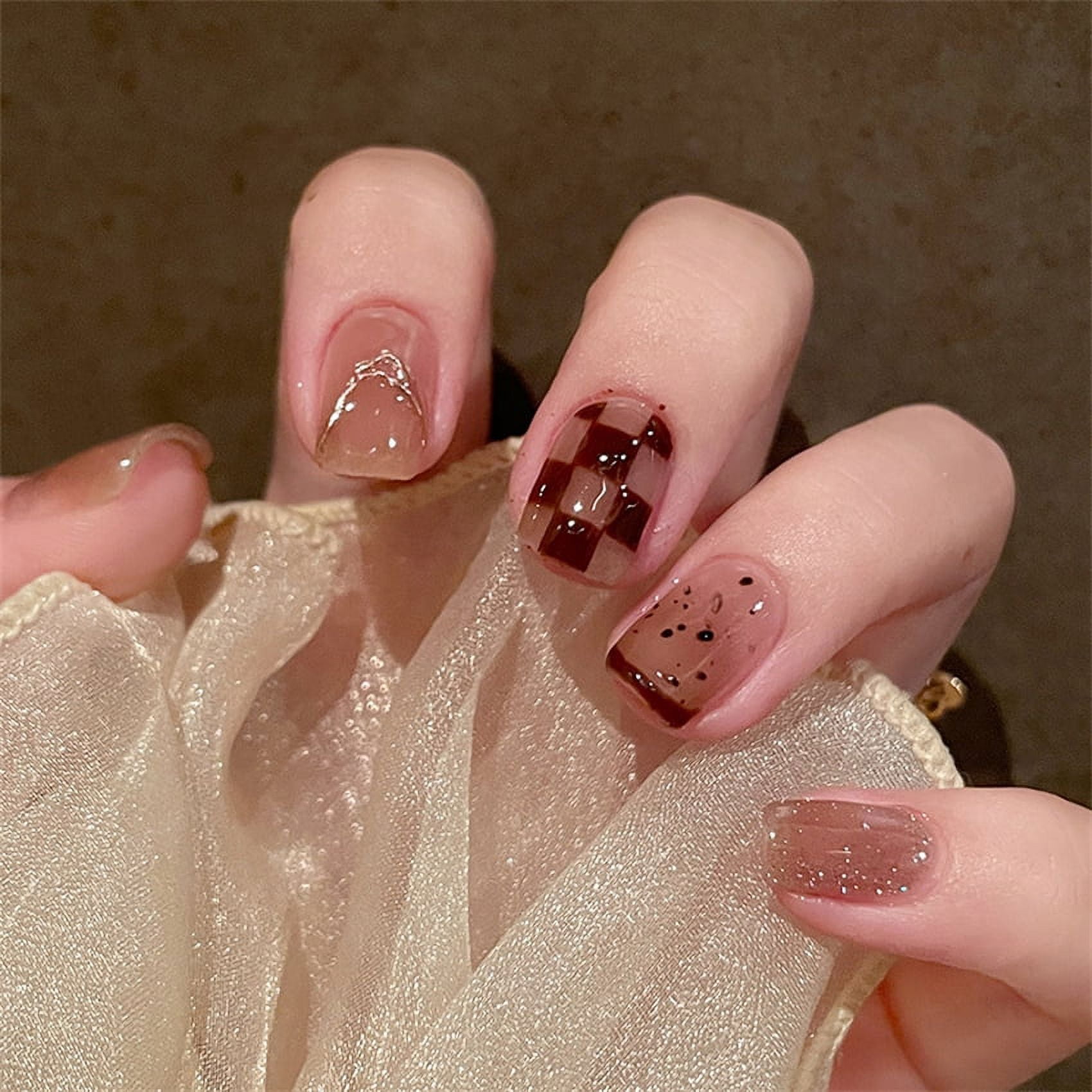 24Pcs/Lot White Small Flower Short Fake Nail Cute Fresh Girls Full ...