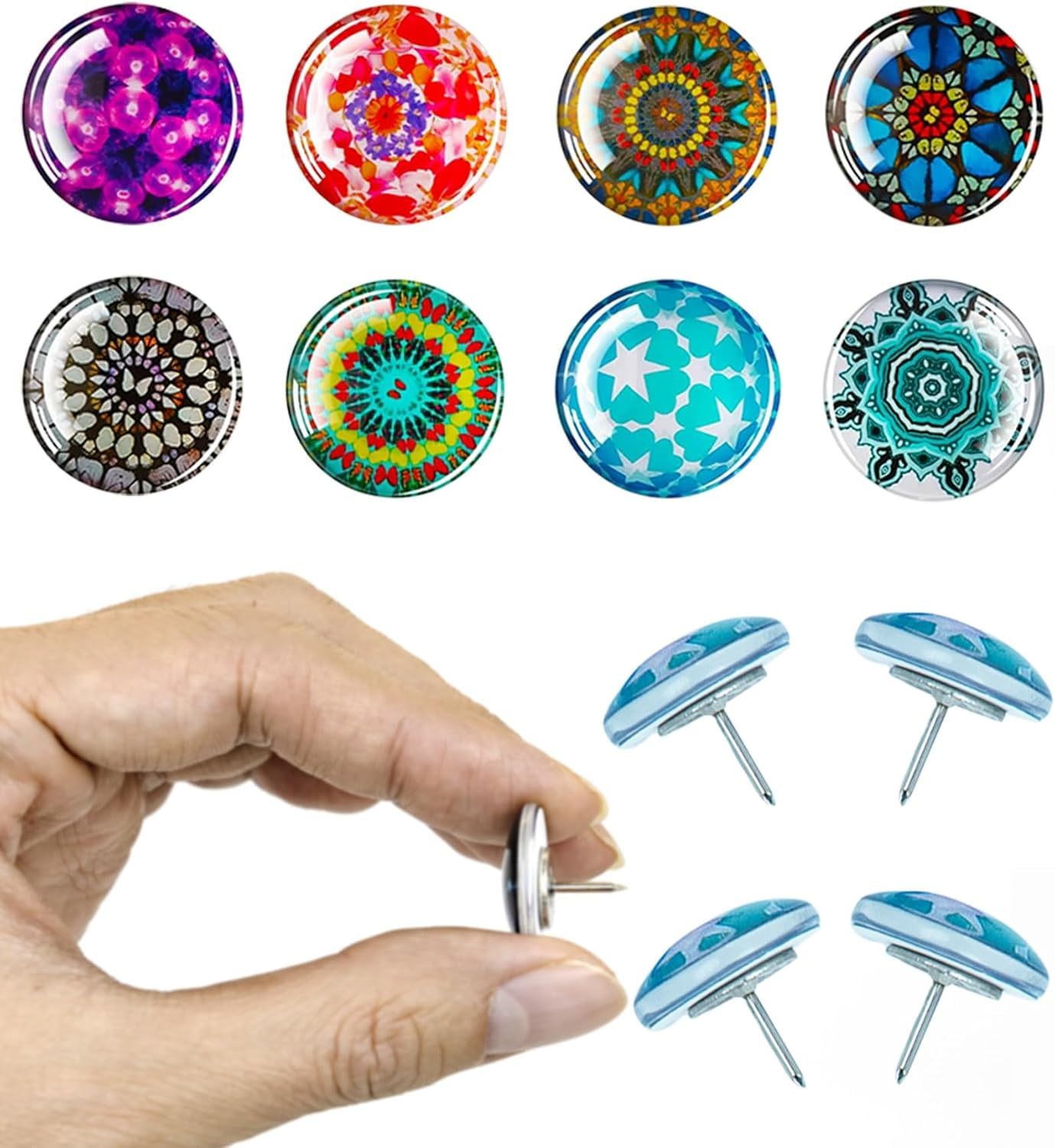 24Pcs Mandala Push Pins,Thumb Tacks for Bulletin Board,Decorative Pins ...