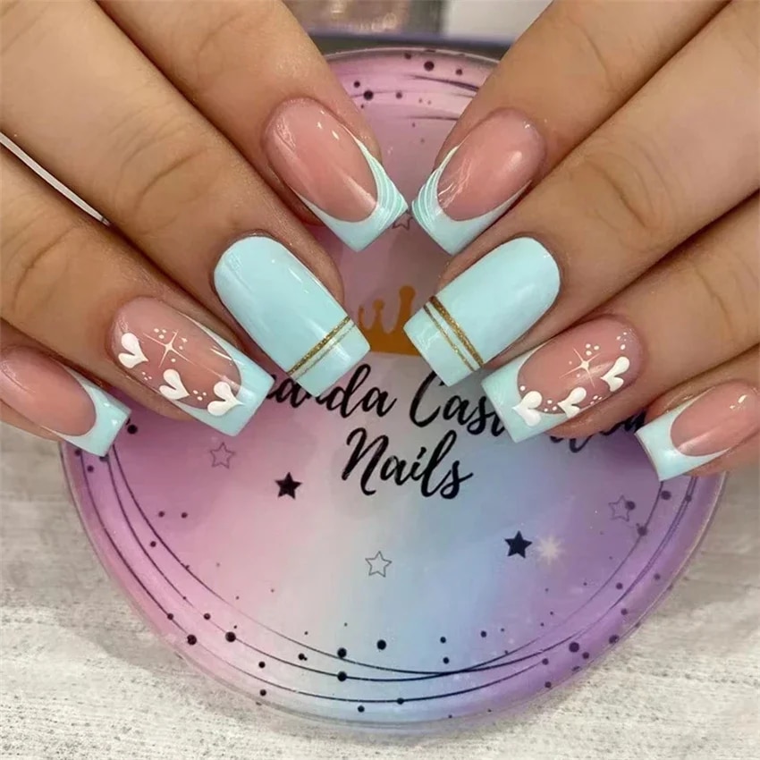 24Pcs Medium Long Acrylic Fake Nails Art Cool Spice Girls Wearing False ...