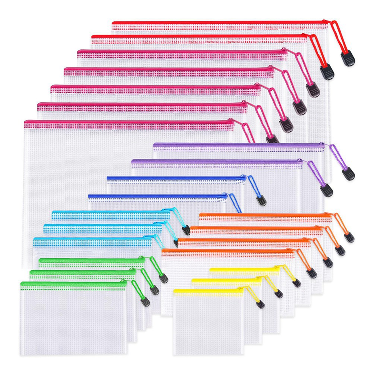 24Pcs Mesh Zipper Pouch Bags-8 Sizes Pouches for Organization,Mesh Bags ...