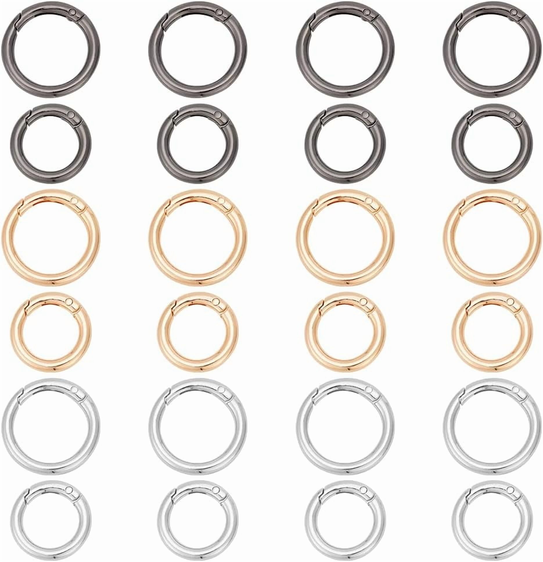 24Pcs Metal Spring O Rings 0.75 Inch/1 Inch Round Snap Clip Hooks 3 ...