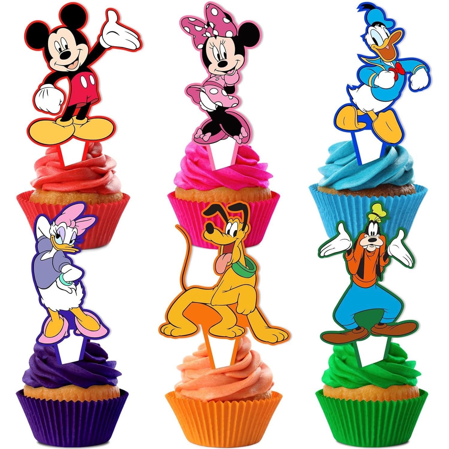 24Pcs Mickey Cupcake Toppers – Strong Picks Happy Birthday Décor ...