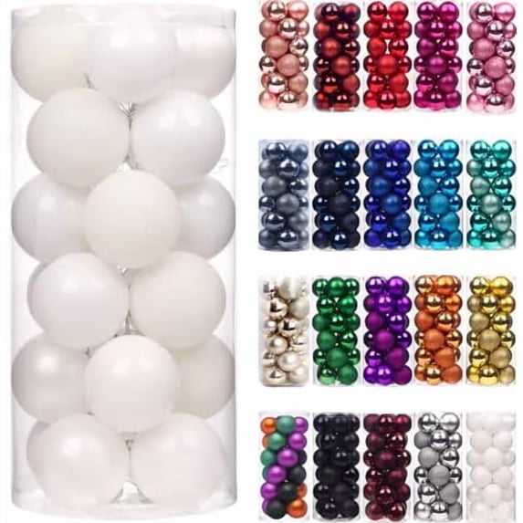24Pcs Mini Christmas Balls Ornaments for Xmas Tree - 1.2 Inch Small ...