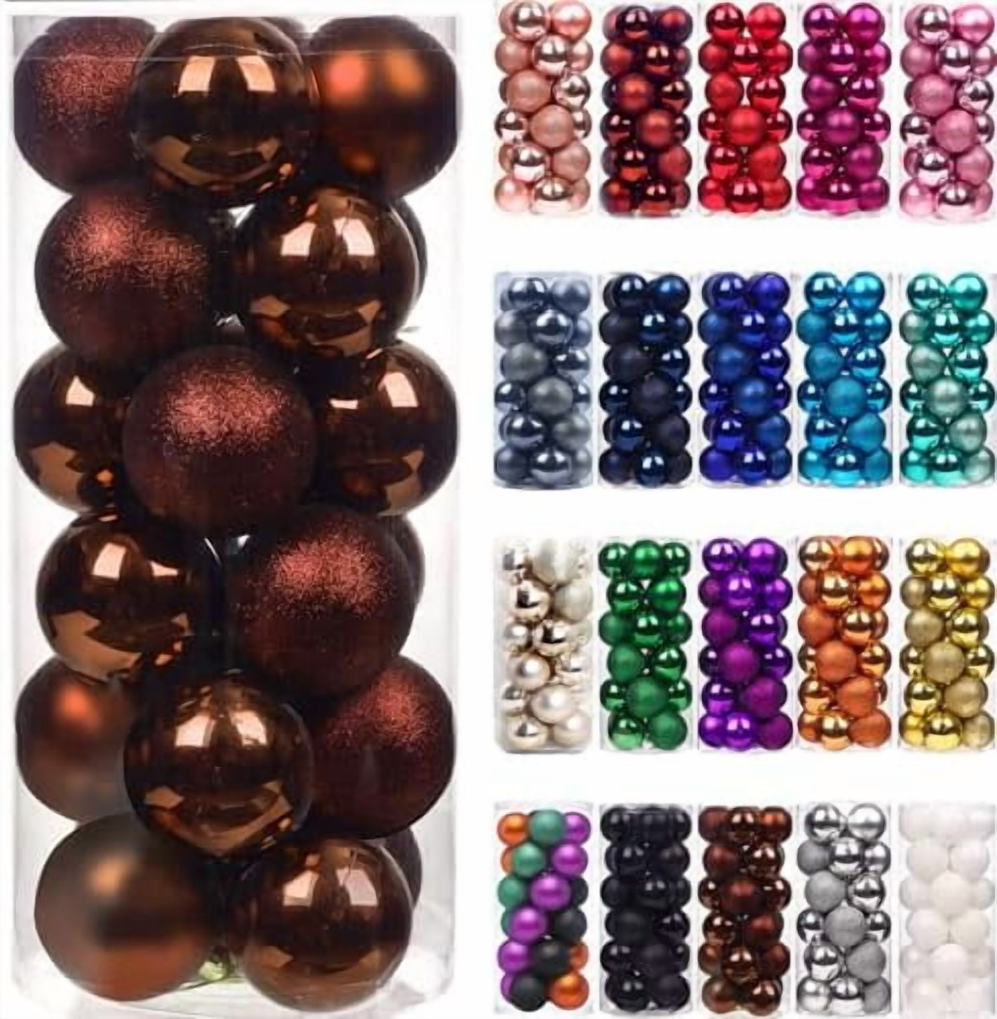 24Pcs Mini Christmas Balls Ornaments for Xmas Tree - 1.57 Inch Small ...
