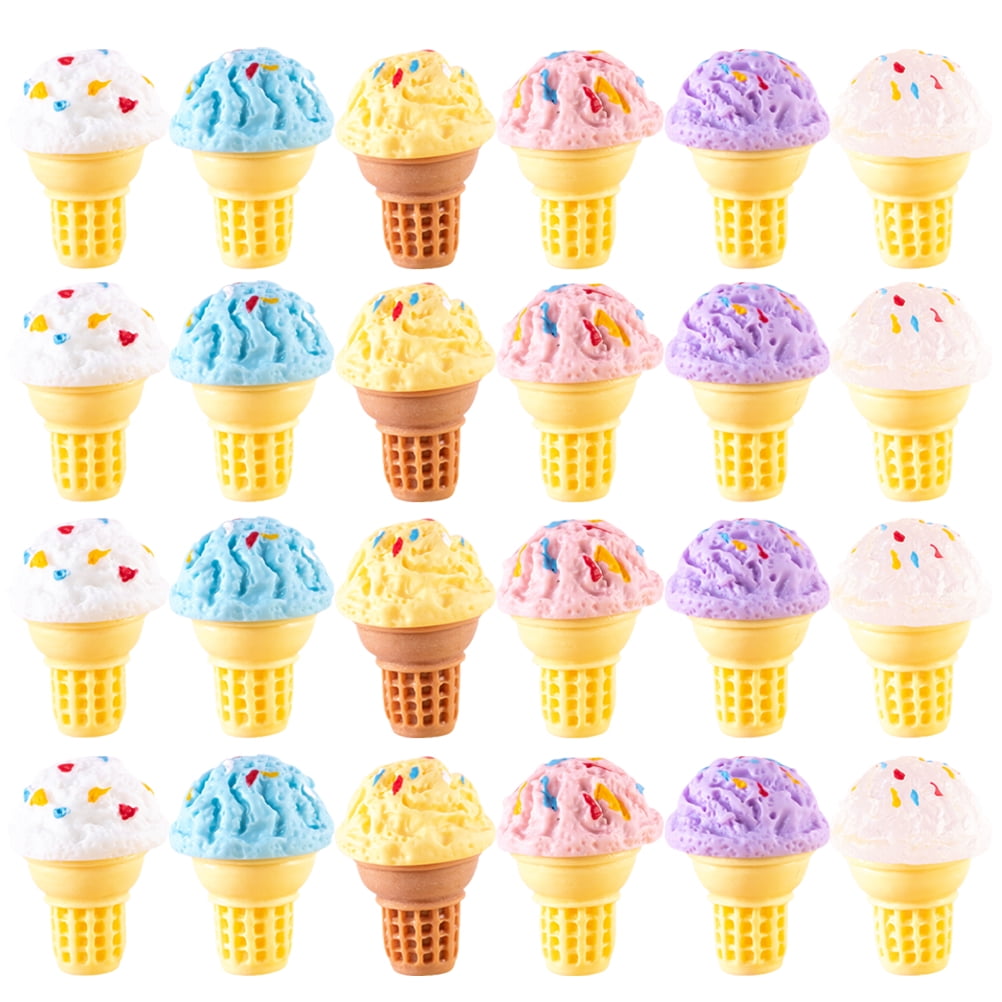 24Pcs Miniature Food Ice Cream Model Resin Mini Pretend Foods Play ...