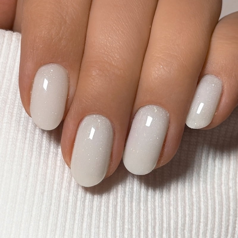 24Pcs Minimalist Short Square False Nail Solid White Color Press on ...