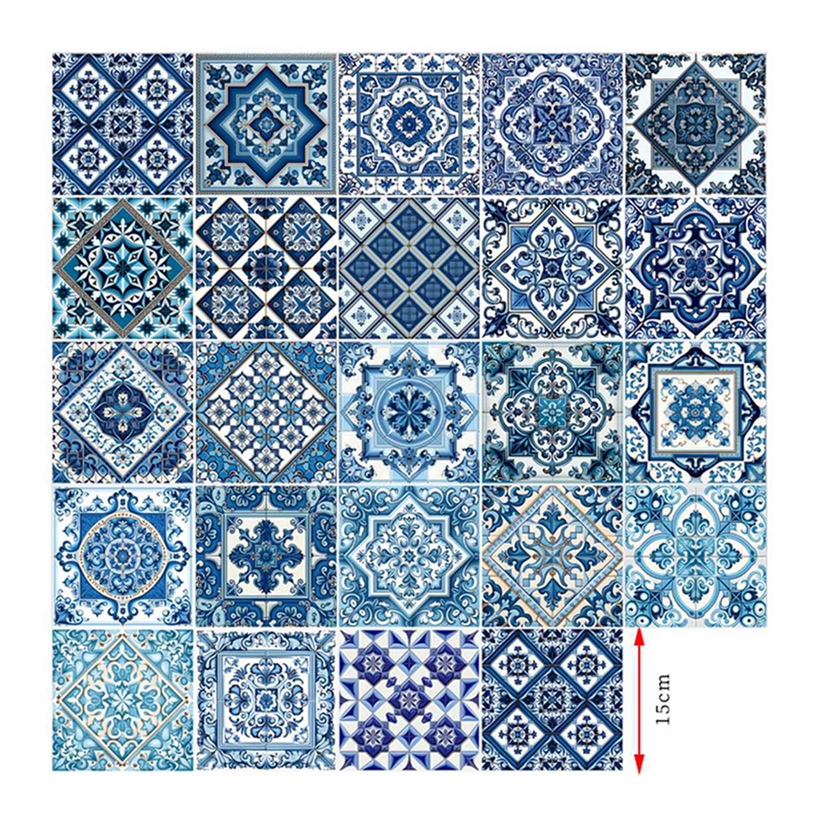 24Pcs Moroccan Tile Stickers 5.9x5.9 Inch Self-Adhesive Square ...