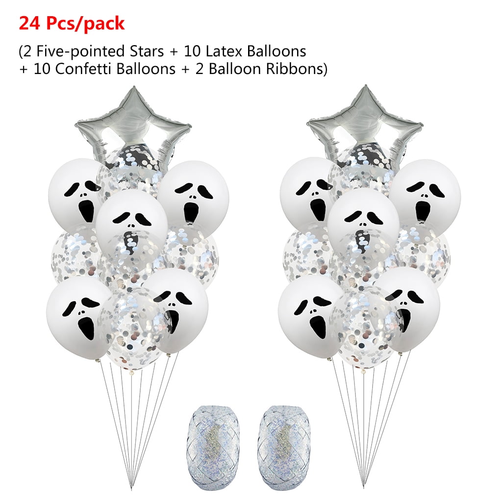 24Pcs Multi Confetti Balloon Halloween Witch Spider Screaming Smiley ...