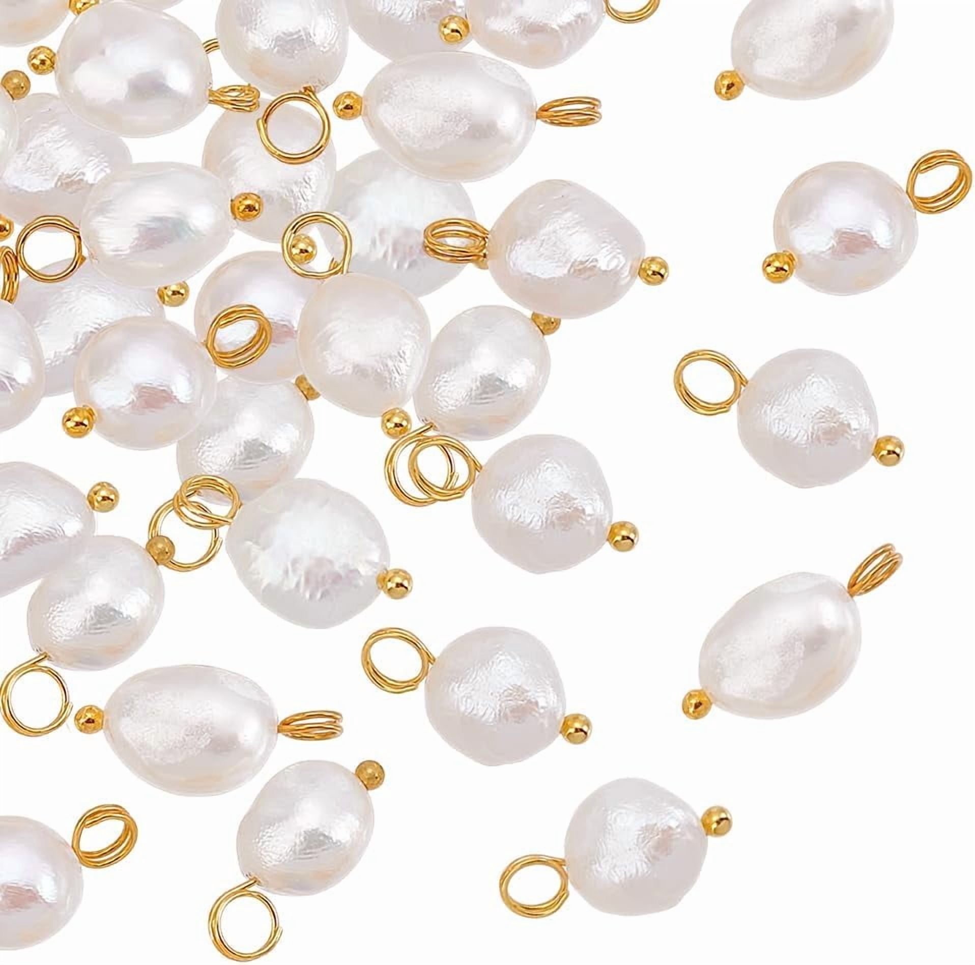 24Pcs Natural Cultured Freshwater Pearl Pendants Charms with Brass ...