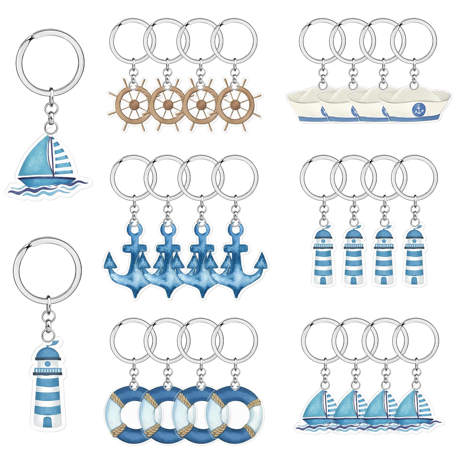 24Pcs Nautical Keychains Sailor KEF16 Themed Birthday Party Decorations ...