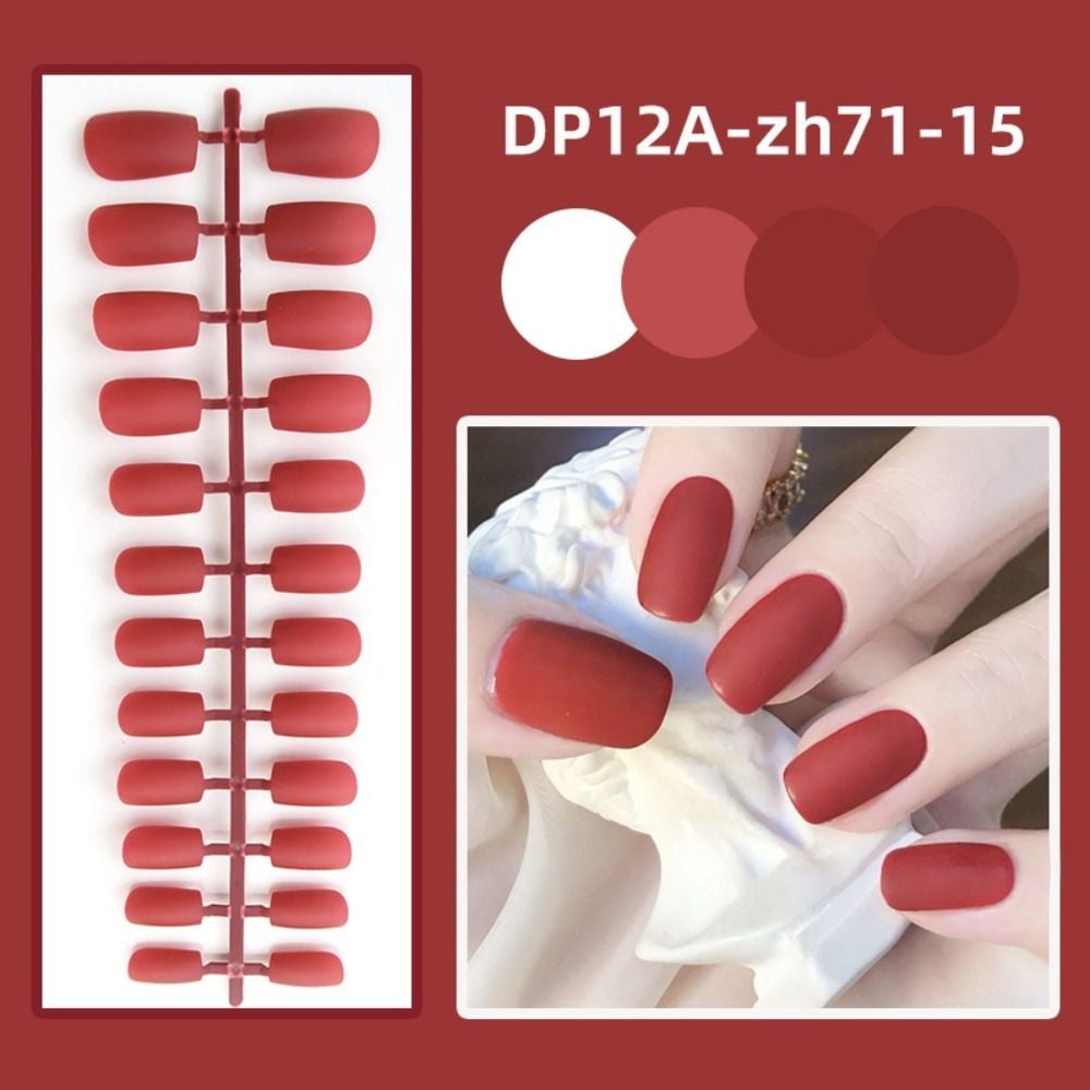 24Pcs New Full Cover Matte Wearable Solid Color Fake Nails Medium Long ...
