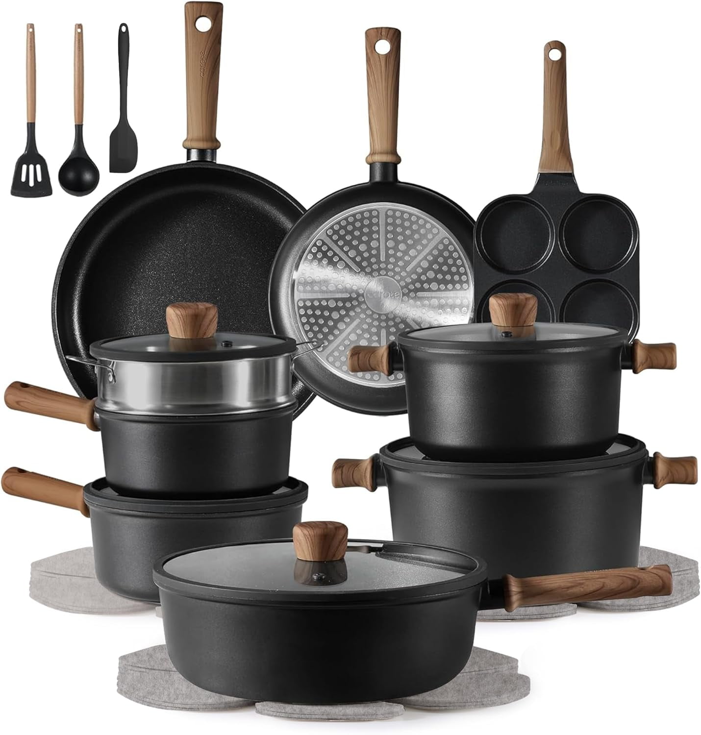 24Pcs Nonstick Kitchen Titanium Cookware Sets, Non stick Pots and Pans ...