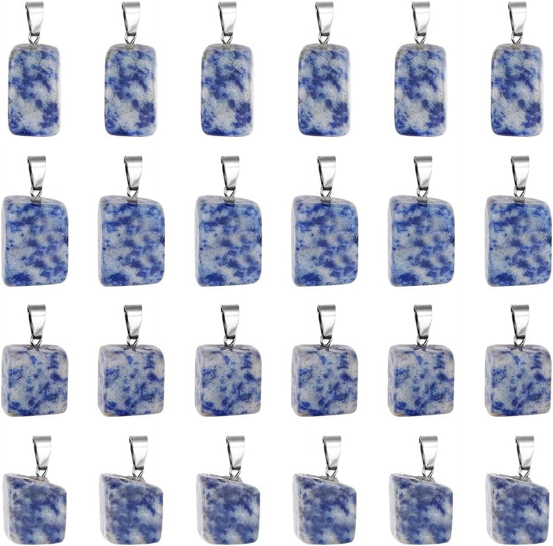 24Pcs Nuggets Pendants Natural Blue Spot Jasper Pendants with Stainless ...