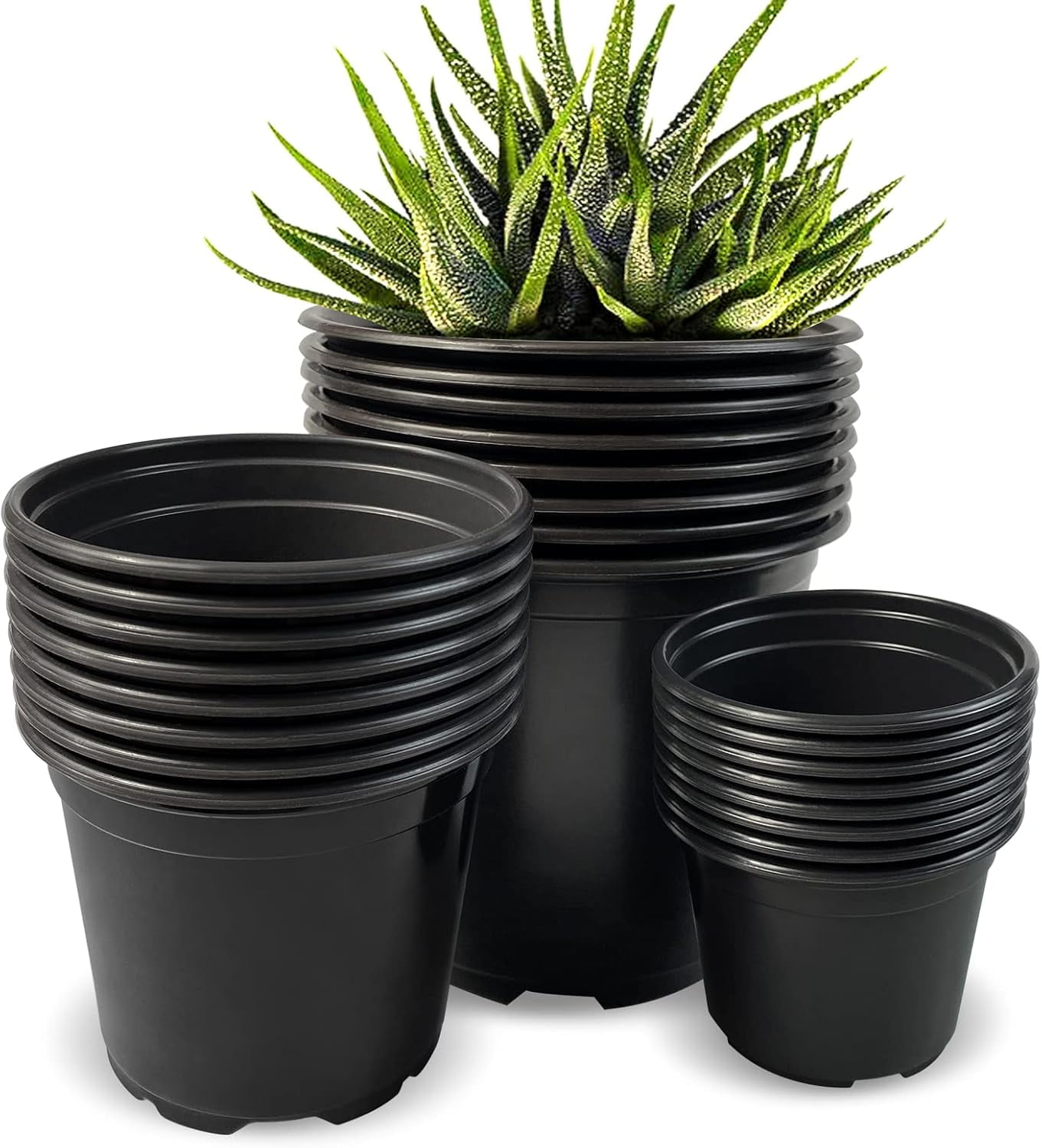 24Pcs Nursery Pots Plastic Planter with Drainage Holes, Round Indoor ...