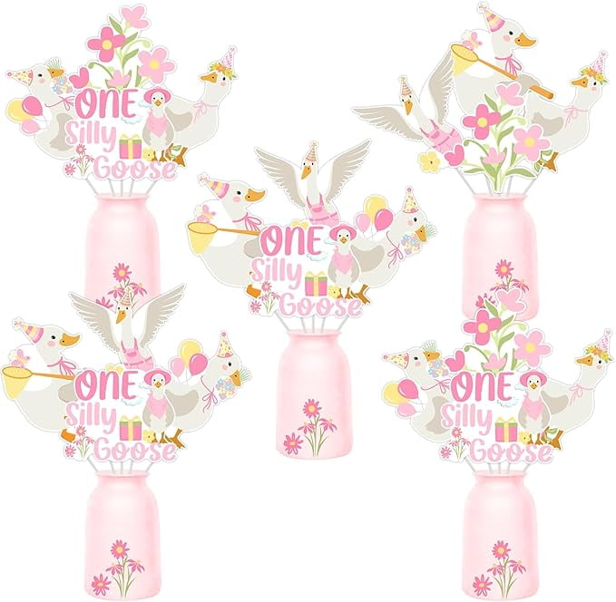 24Pcs One Silly Goose Centerpiece Sticks Goose 1st Birthday Decorations ...