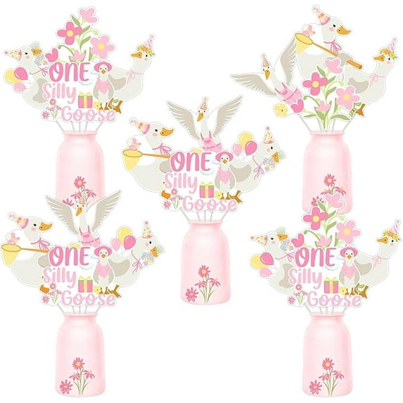 24Pcs One Silly Goose Centerpiece Sticks Goose 1st Birthday Decorations ...