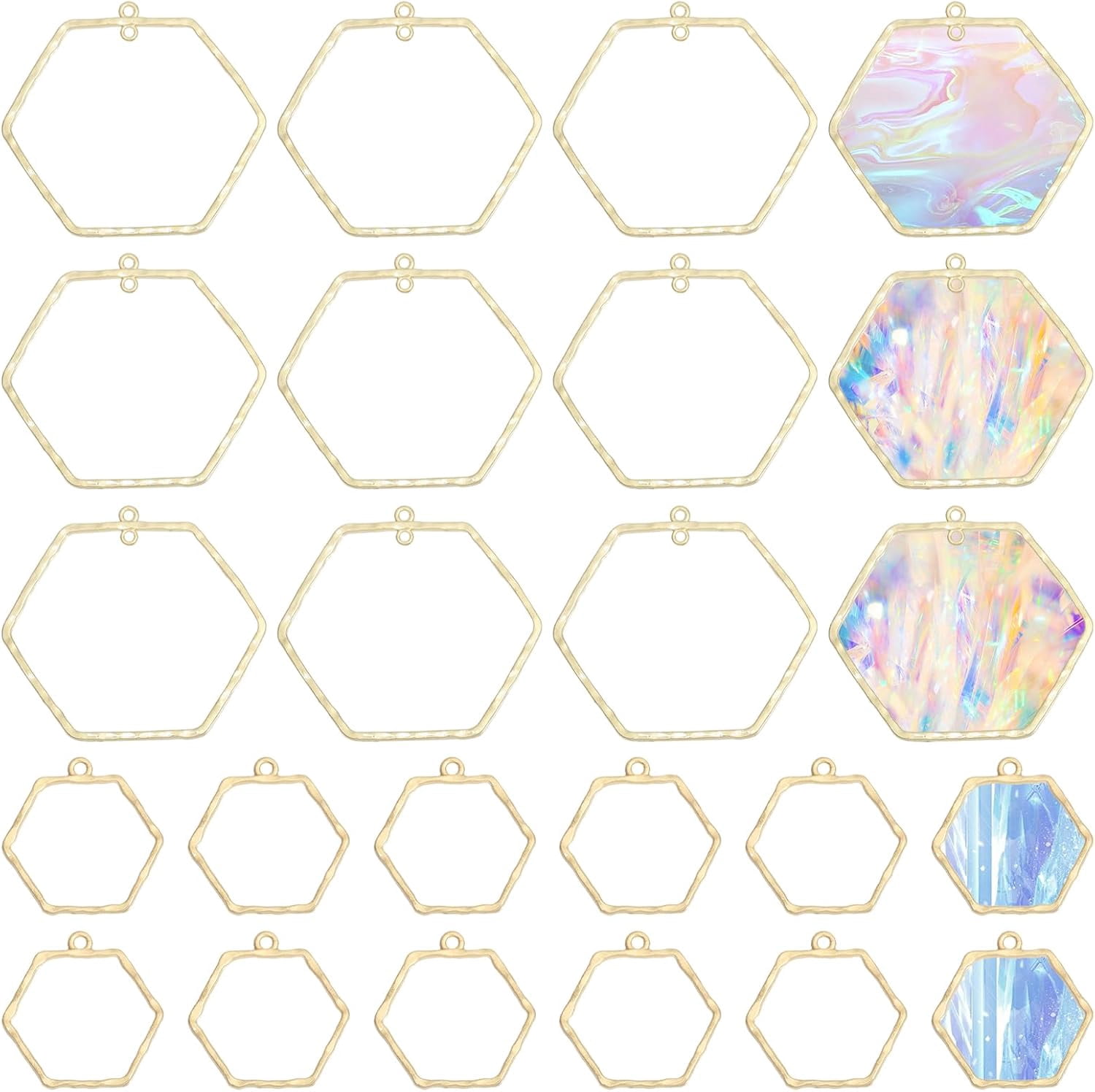 24Pcs Open Back Bezel Pendants 2-Loop Link Alloy Pendants Bezel Blank ...
