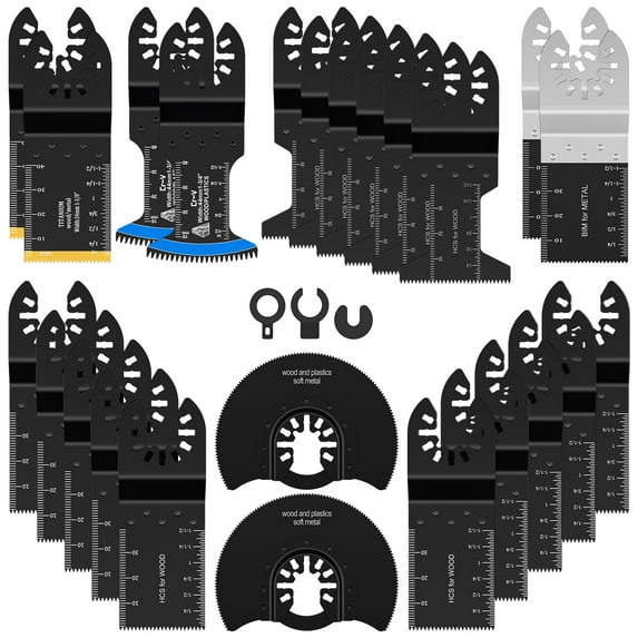 24Pcs Oscillating Saw Blade Set Universal Titanium Bimetal Oscillating ...