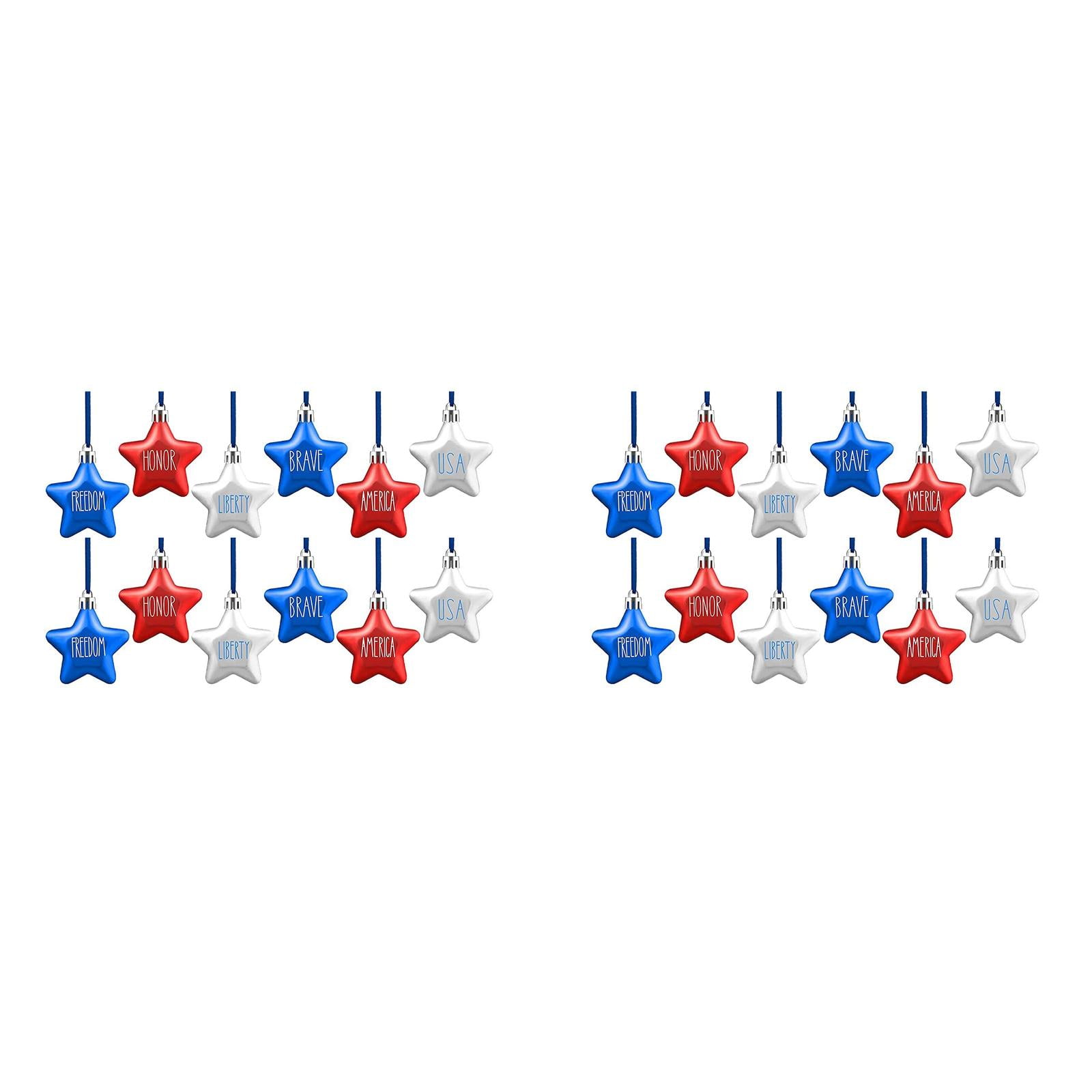24Pcs Patriotic Star Decorations - Five-Pointed Star Hanging Ornaments ...