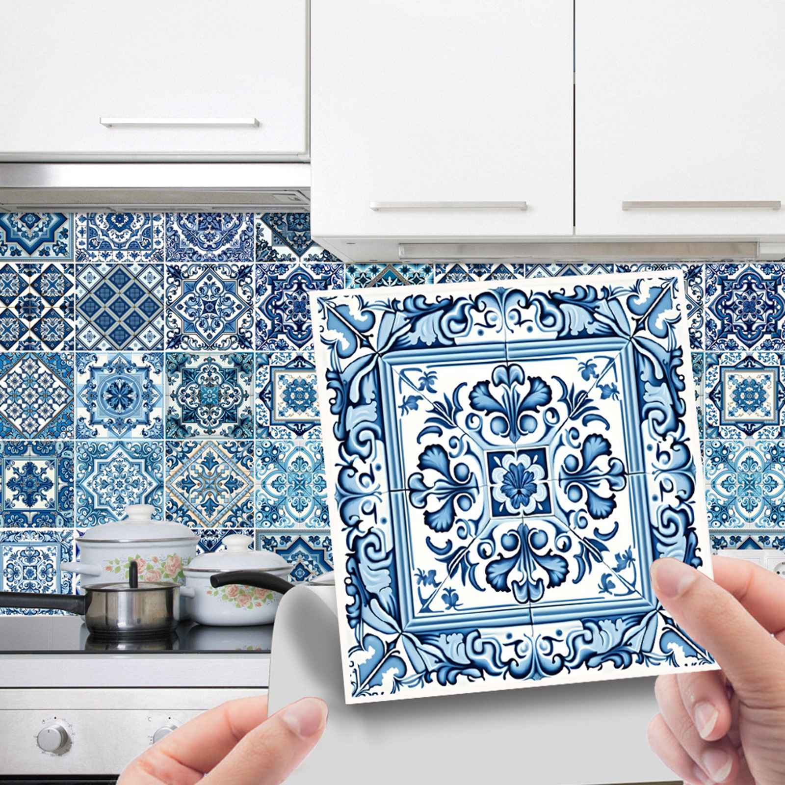 24Pcs Peel and Stick Tile Stickers, 6"x6" Bathroom & Kitchen Backsplash ...