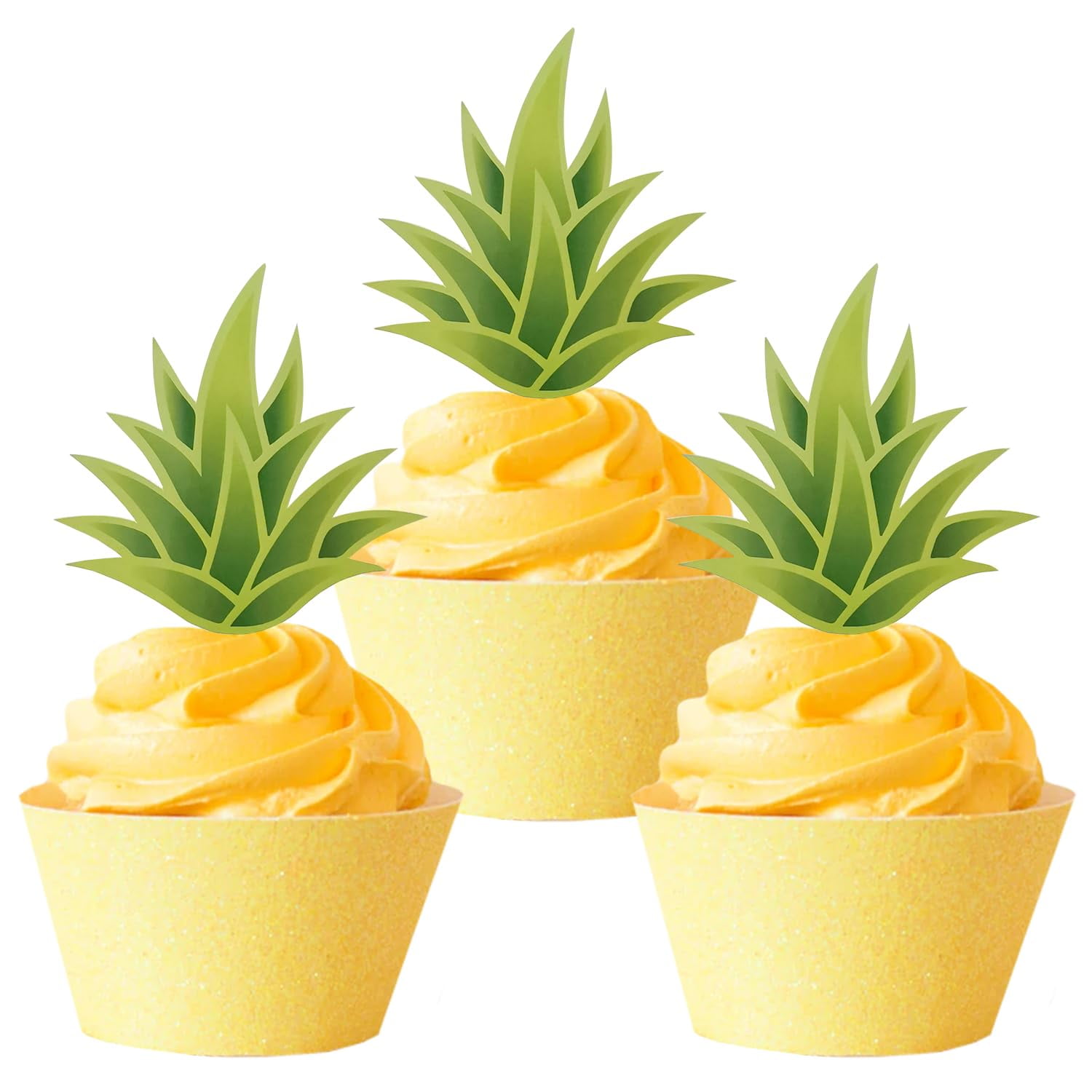 24Pcs Pineapple CupcakeEGSC Toppers, Tropical Cupcake Topper Aloha ...