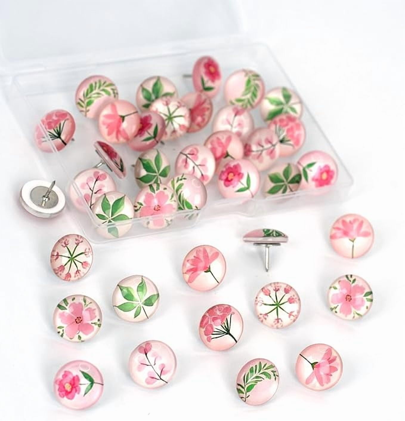 24Pcs Pink Push Pins Flowers D rative Thumb Tacks Cute Office D r for ...