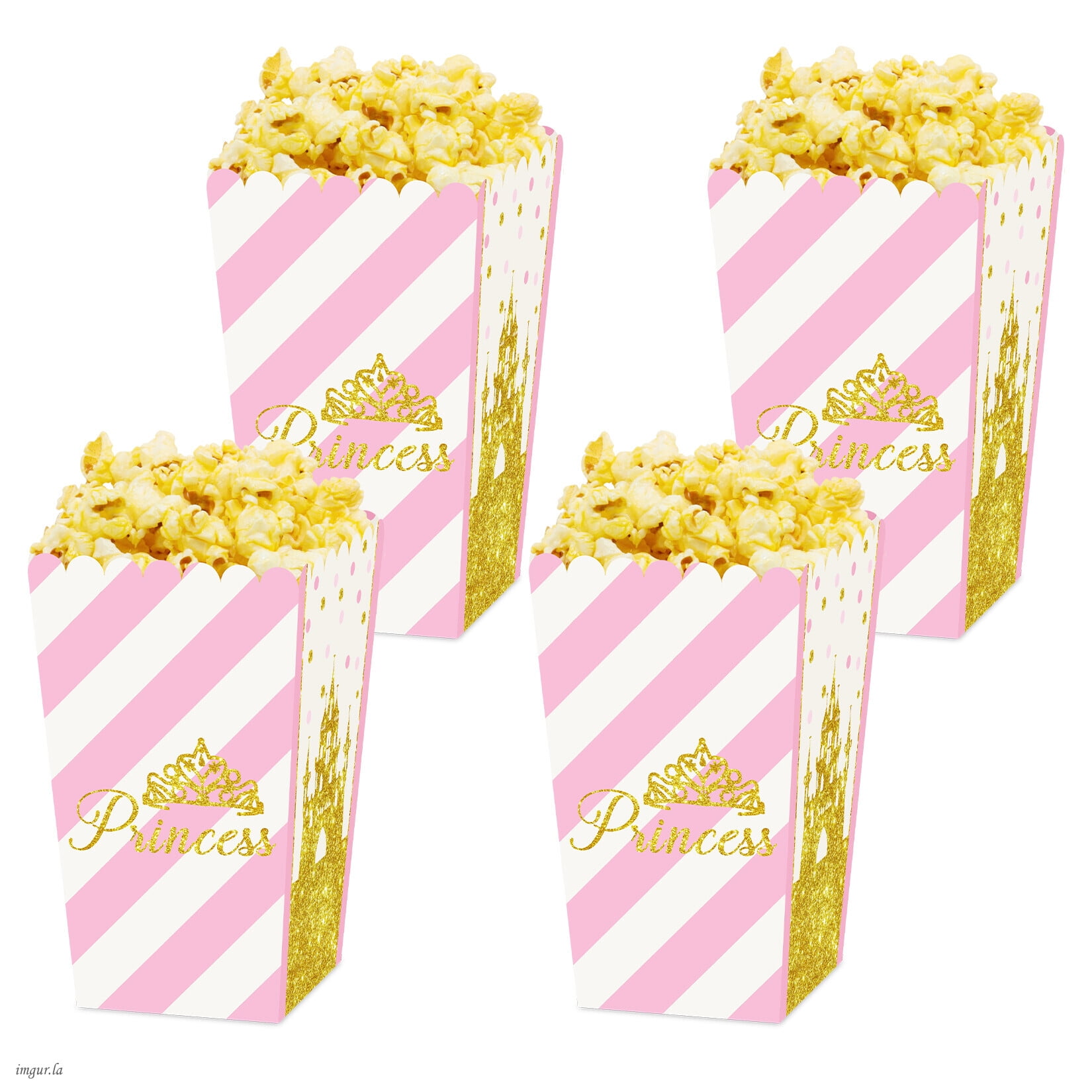 24Pcs Pink and Gold Princess Popcorn Boxes, Little Princess Crown Baby ...