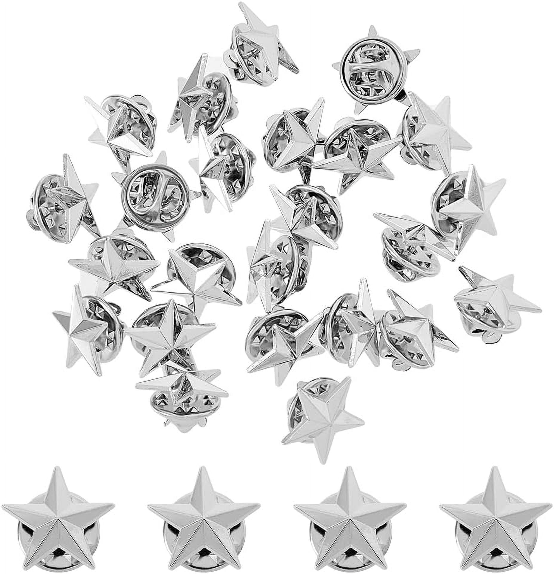 24Pcs Platinum Star Badge Lapel Pin Pentagram Alloy Brooch Pin Veterans ...