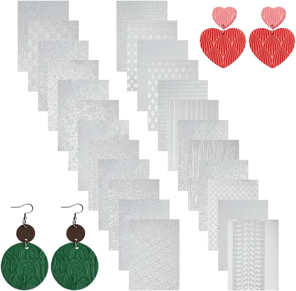 24Pcs Polymer Clay Texture Sheets 17.8x25.5cm Clay Texture Mats Clay ...