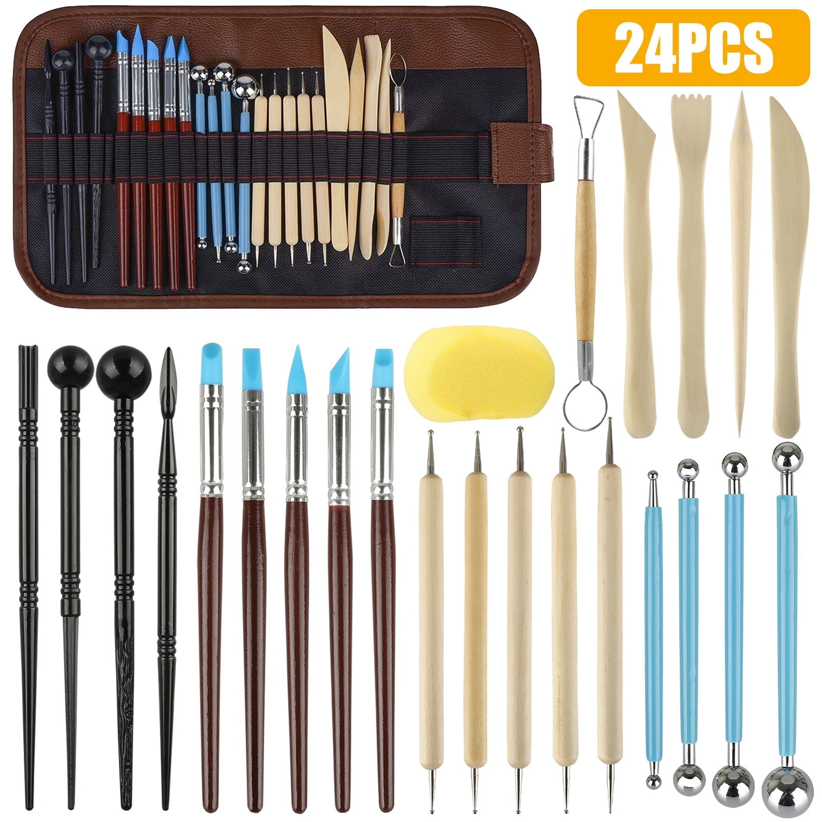 24Pcs Polymer Clay Tools DIY Set, BAKIBO Modeling Pottery Clay ...