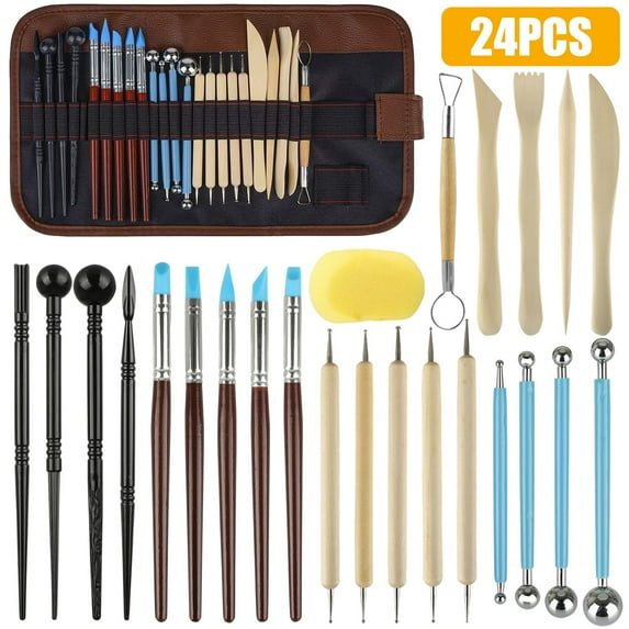 24Pcs Polymer Clay Tools DIY Set, BAKIBO Modeling Pottery Clay ...