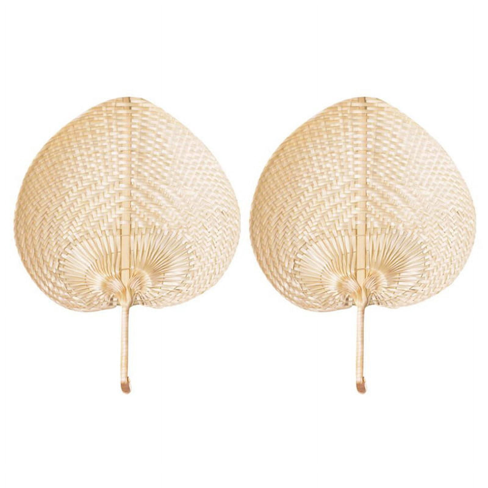 24Pcs Pure Handmade DIY Heart Shaped Bamboo Woven Fan Summer Cooling ...