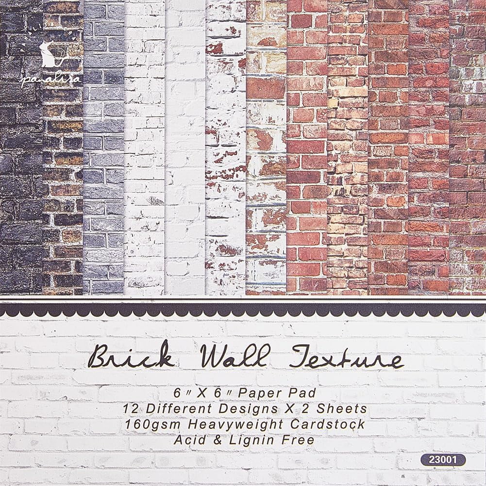 24Pcs Scrapbook Paper Pad Brick Wall Origami Paper 6"×6”Single-Sided ...