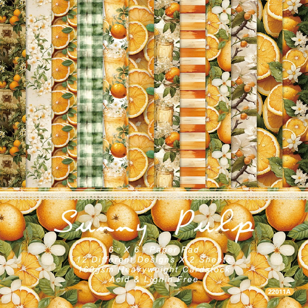 24Pcs Scrapbook Paper Pad Orange Origami Paper 6×6 Inch Single-Sided ...