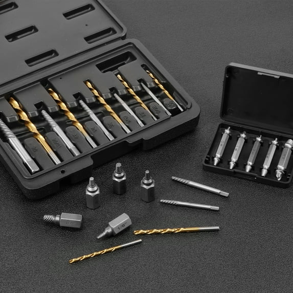 24Pcs Screw Extractor Set Left Hand HSS Drill Bits Easy Out for Broken ...