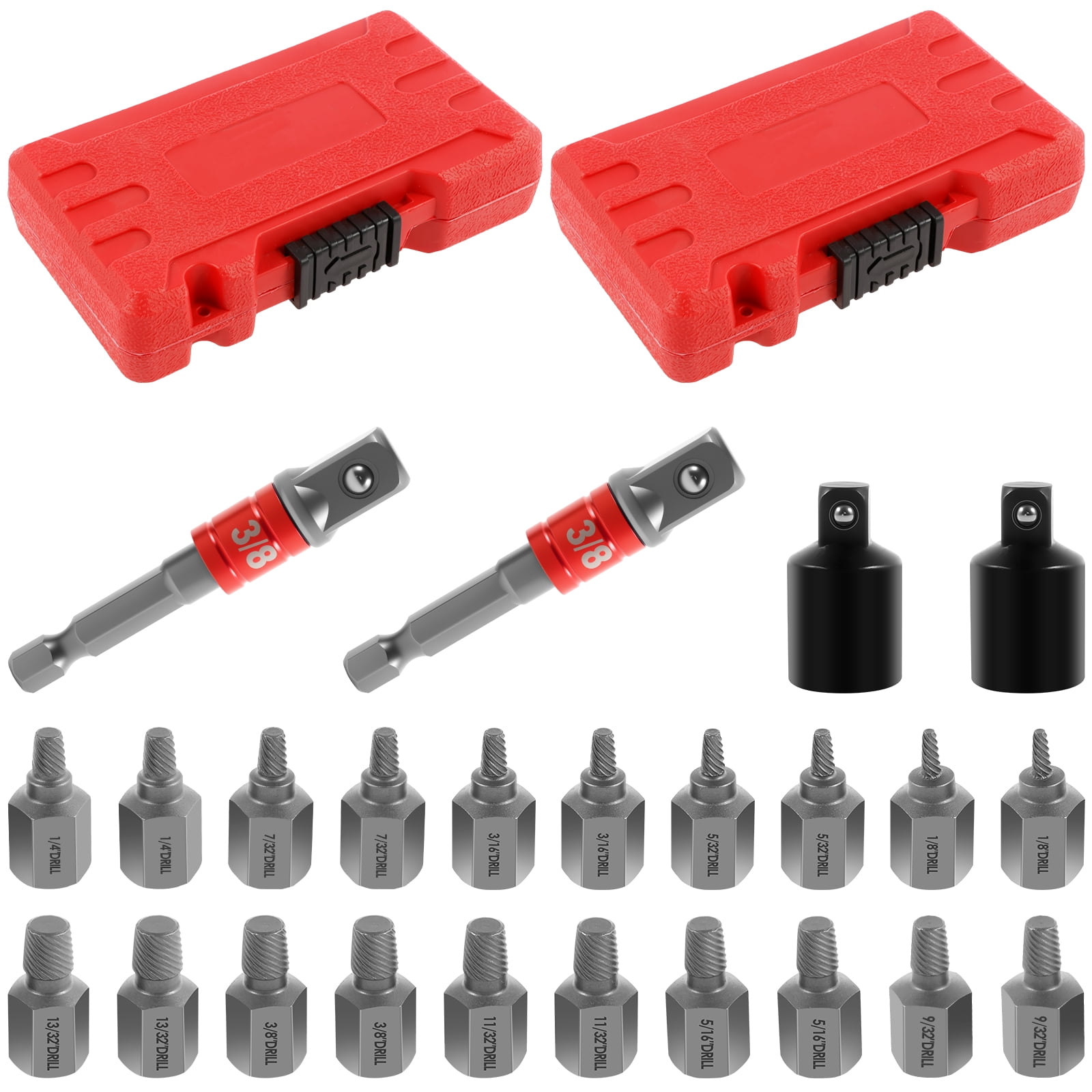 24Pcs Screw Extractor Set Steel Easy Out Damaged Screw Remover Tool Kit ...