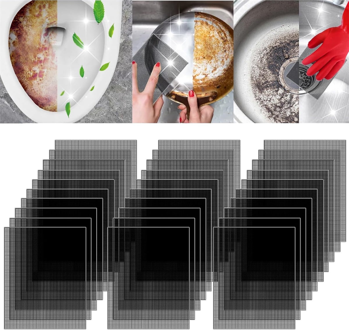 24Pcs Scrubbing Screen for Household, GIXUSIL Toilet Ring Remover ...