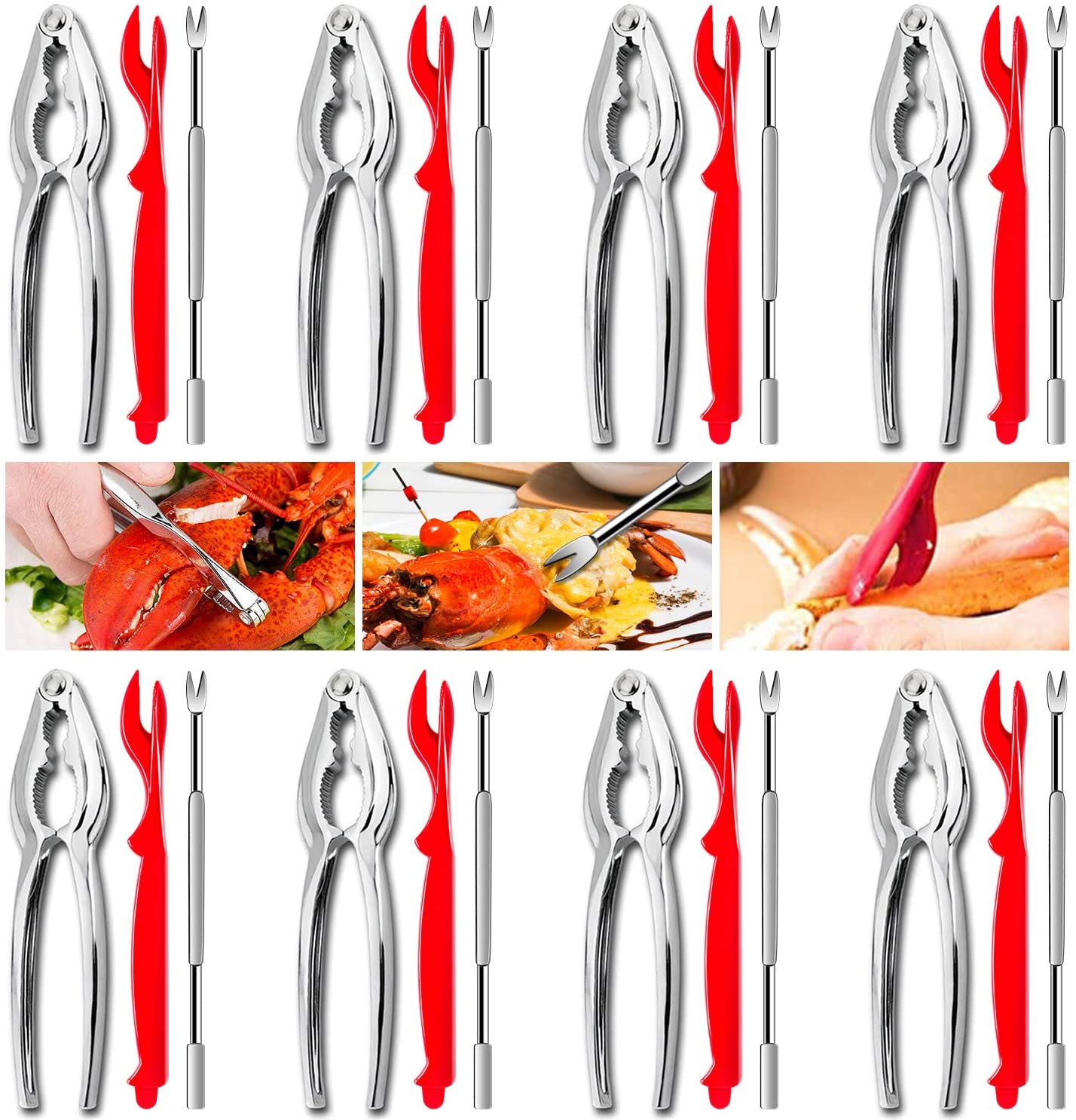 24Pcs Seafood Tools, Crab Crackers Nut Cracker Forks Set, Opener ...