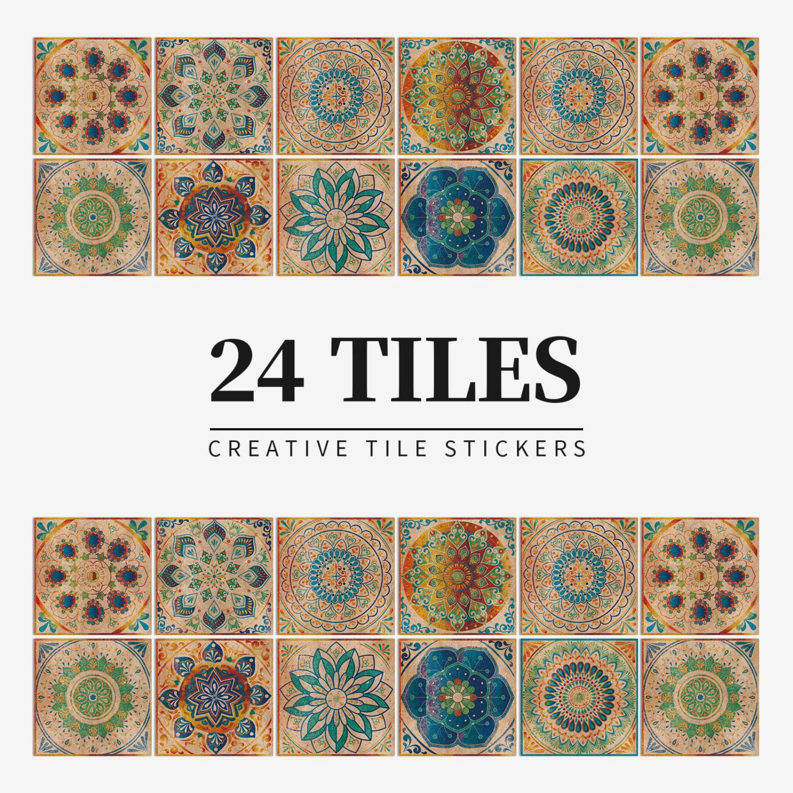 24Pcs Self-Adhesive Wall Tile Decals, Moroccan Style Peel and Stick ...