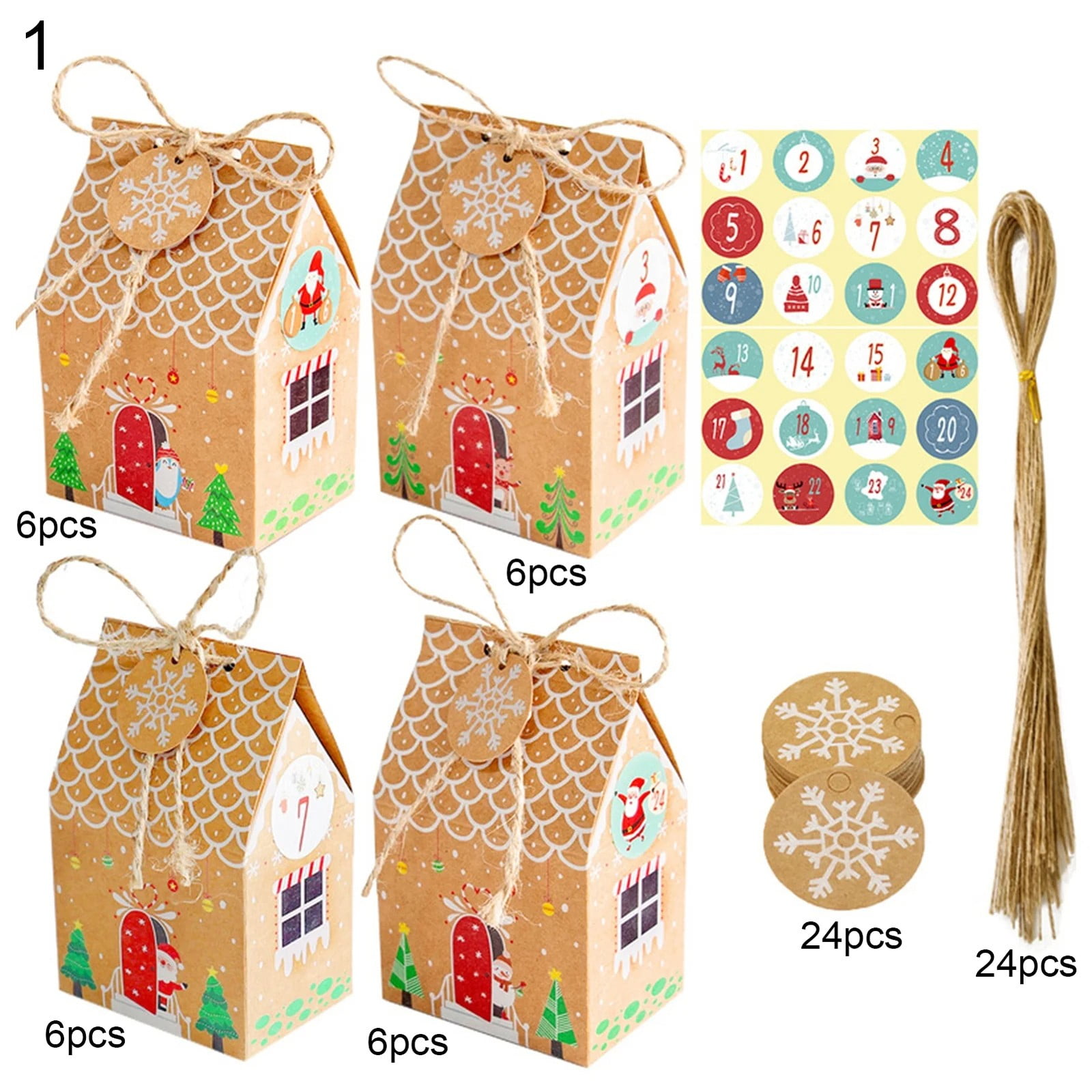 24Pcs Set Christmas Gingerbread House Gift Boxes With Advent Calendar ...